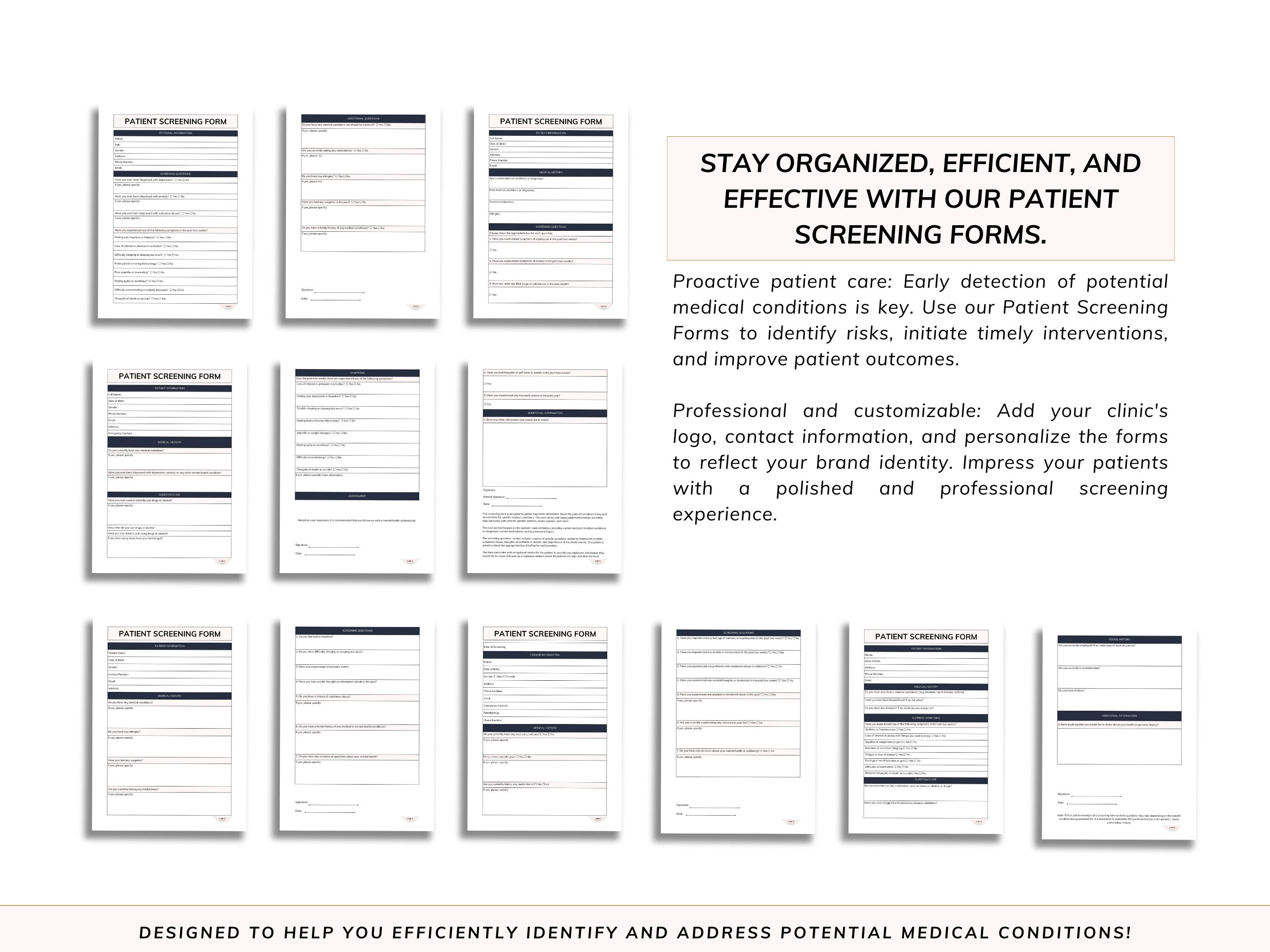 Patient Screening Forms 6 Editable Canva Templates and - Etsy