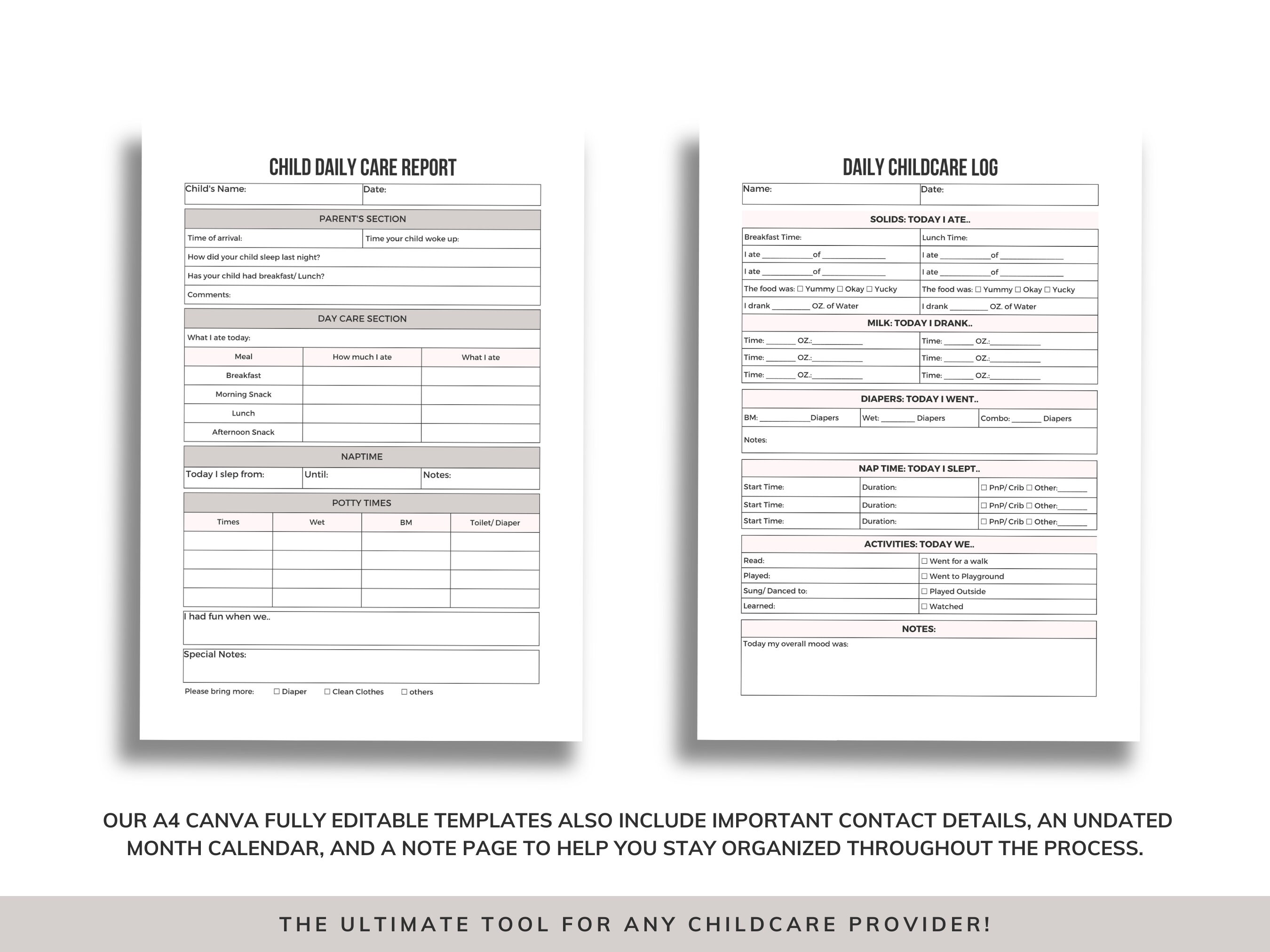 Childcare Register Log Book Editable Canva Template and - Etsy