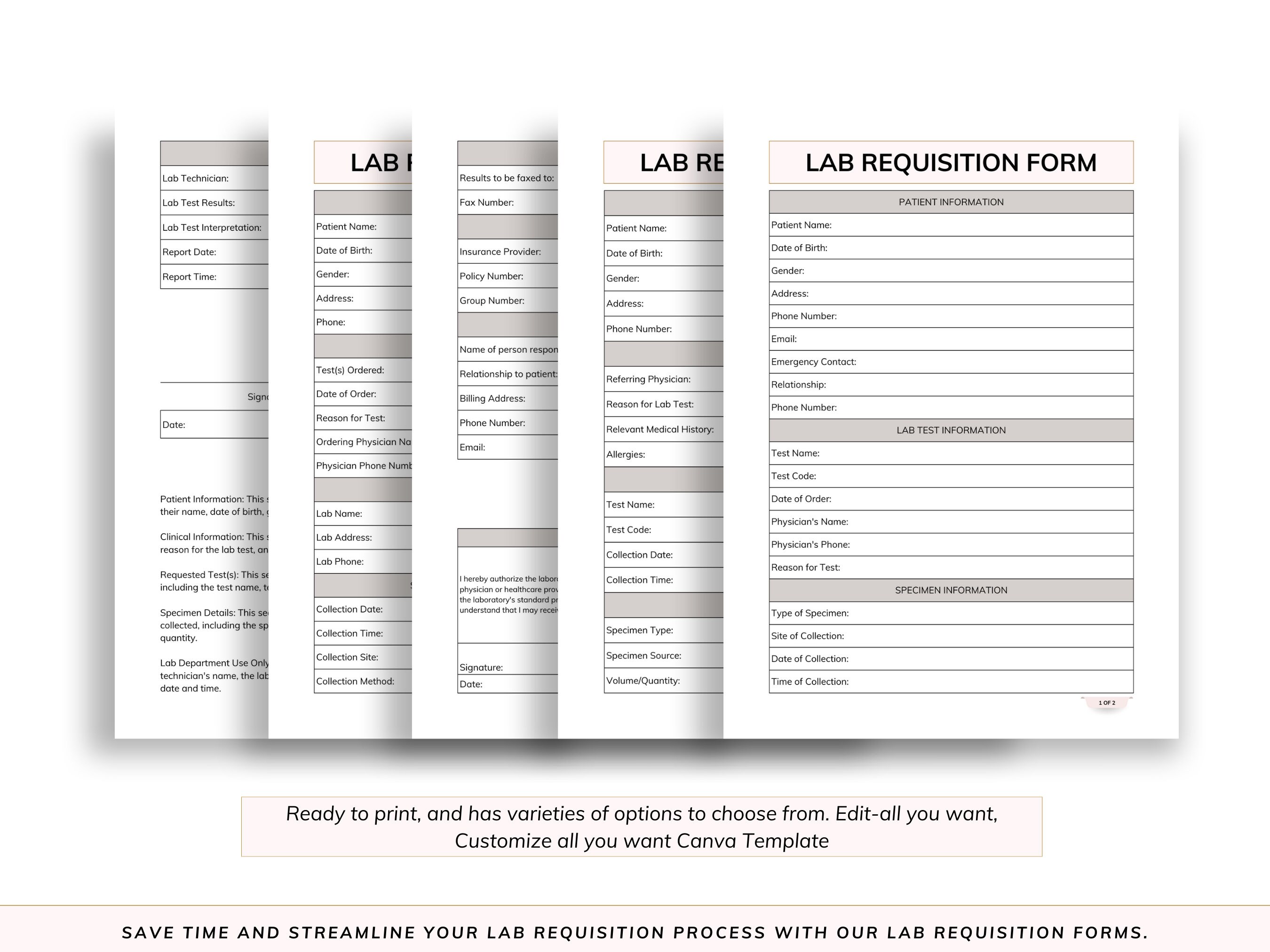 Lab Requisition Forms 7 Editable Canva Templates and - Etsy Canada
