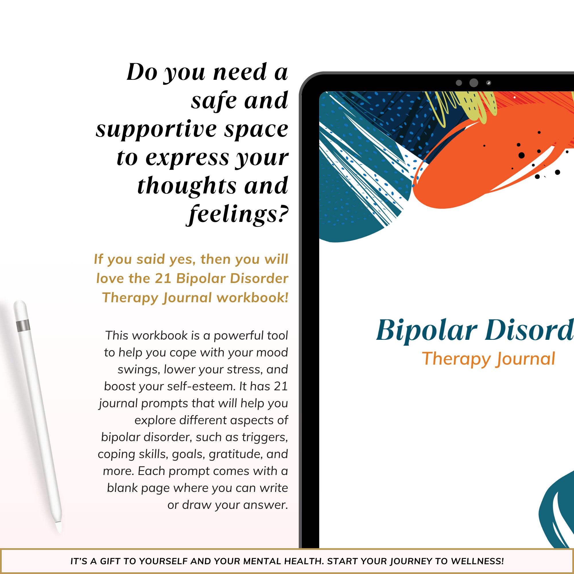 Bipolar Disorder Workbook and Journal 21 Pages of CBT Templates for ...