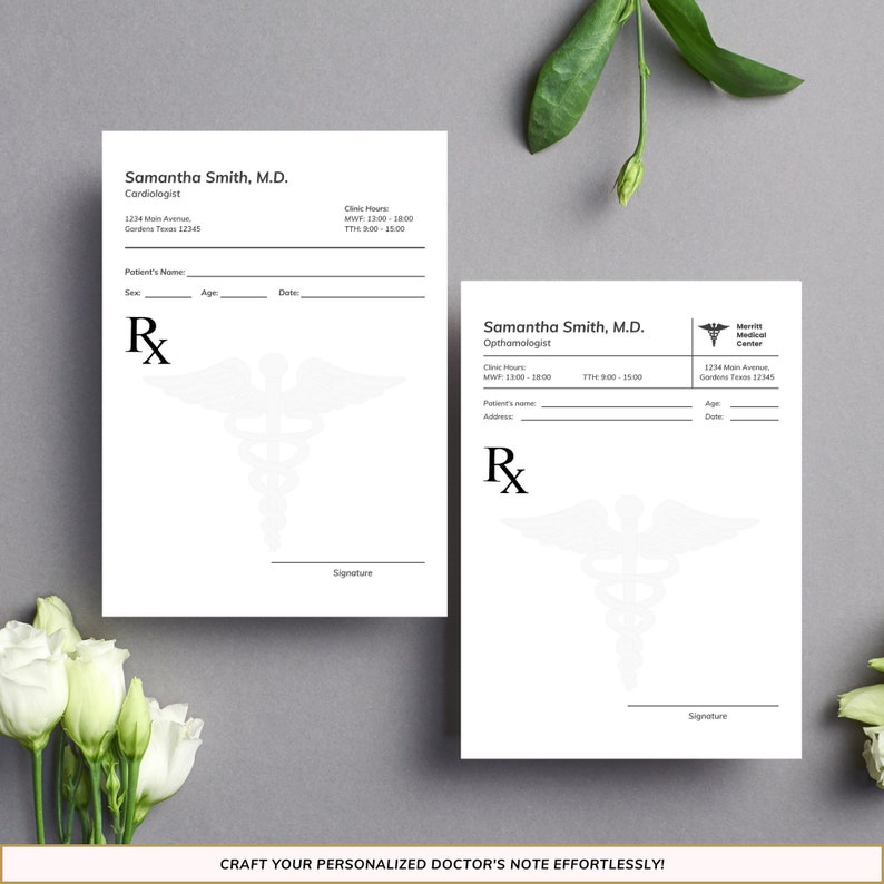 Doctor's Prescription Note Templates: Editable Medical Forms (canva ...