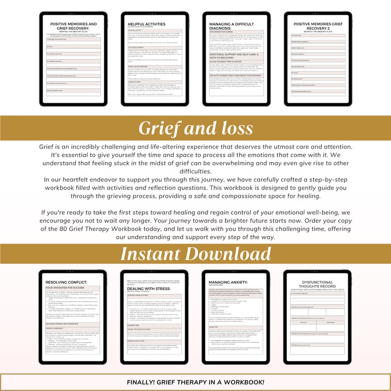 Grief Therapy Workbook: 80-page Healing Journal (canva Editable) - Etsy