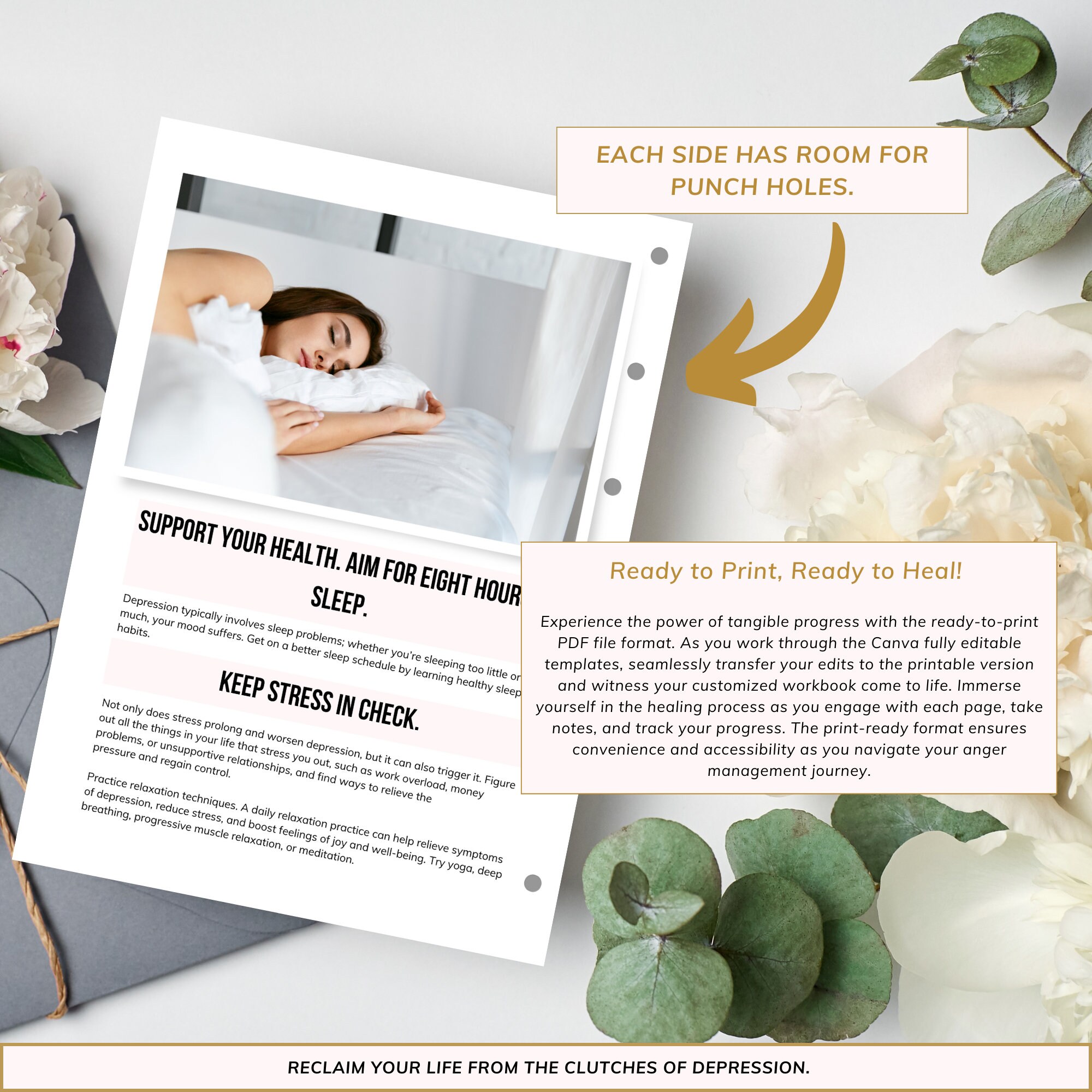 Overcoming Depression Workbook: 72 Therapy Journal for Mental Health ...