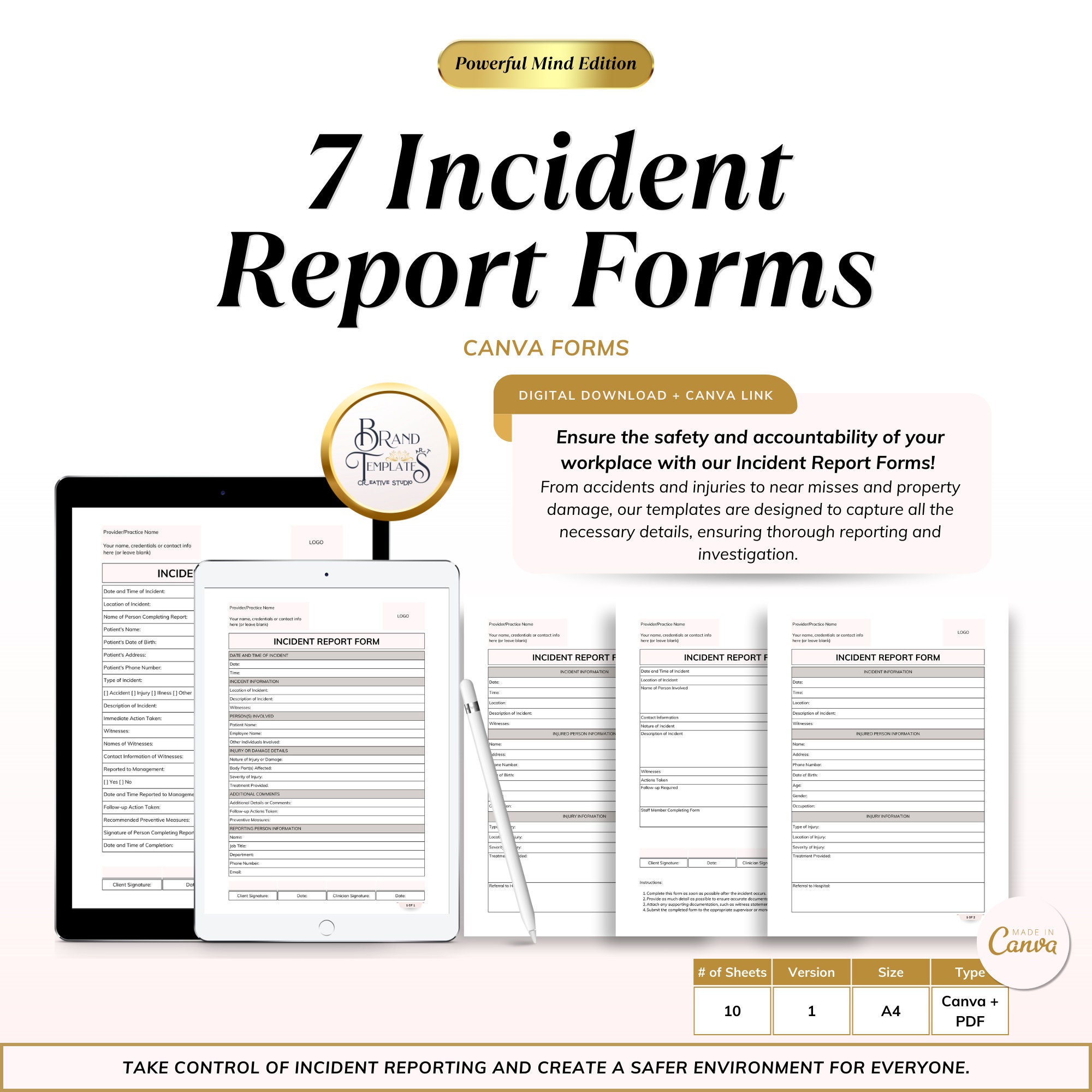 Incident Report Forms 7 Editable Canva Templates - Etsy Canada