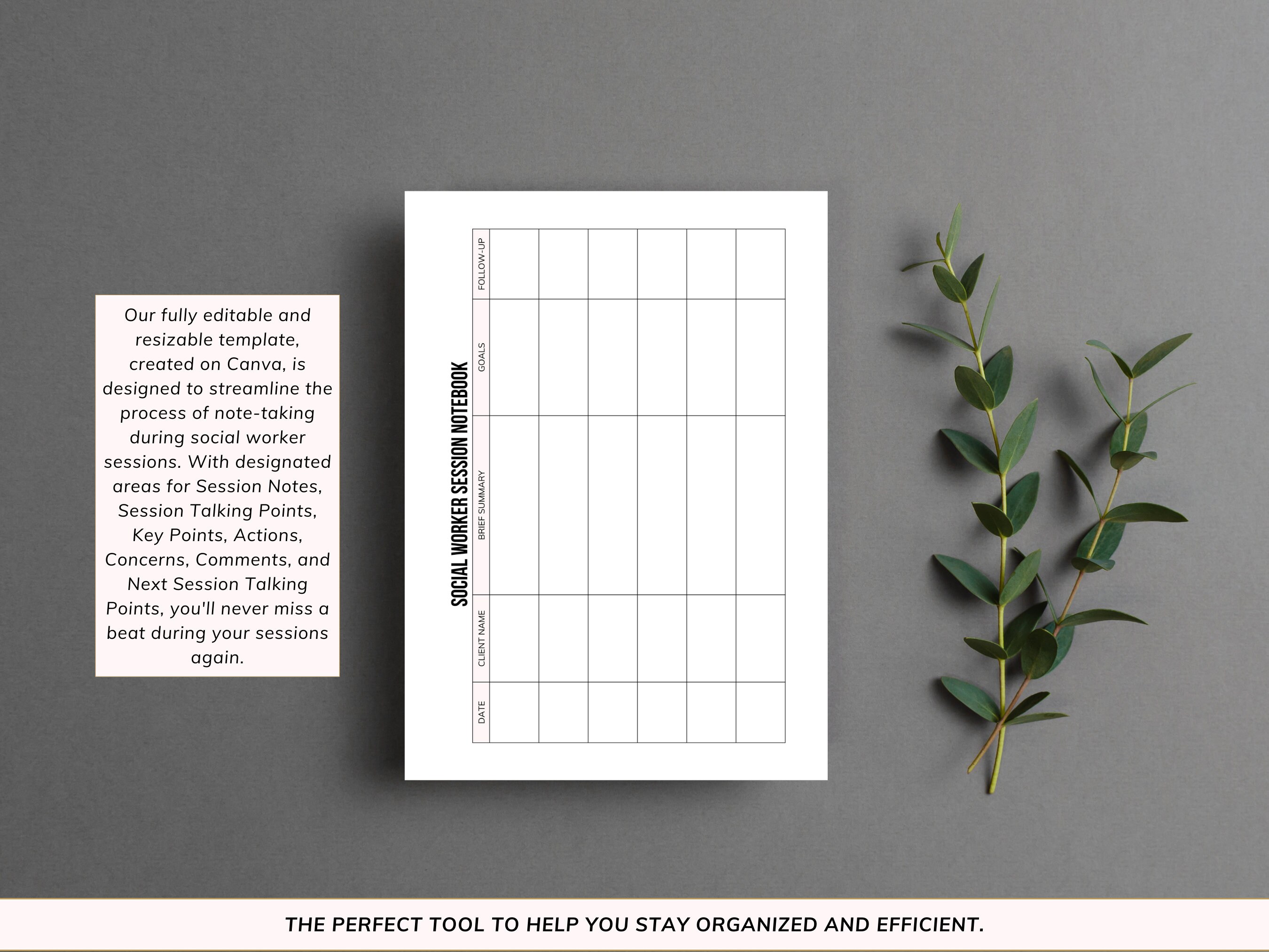 Social Worker Session Notes Notebook Editable Template and Printable ...