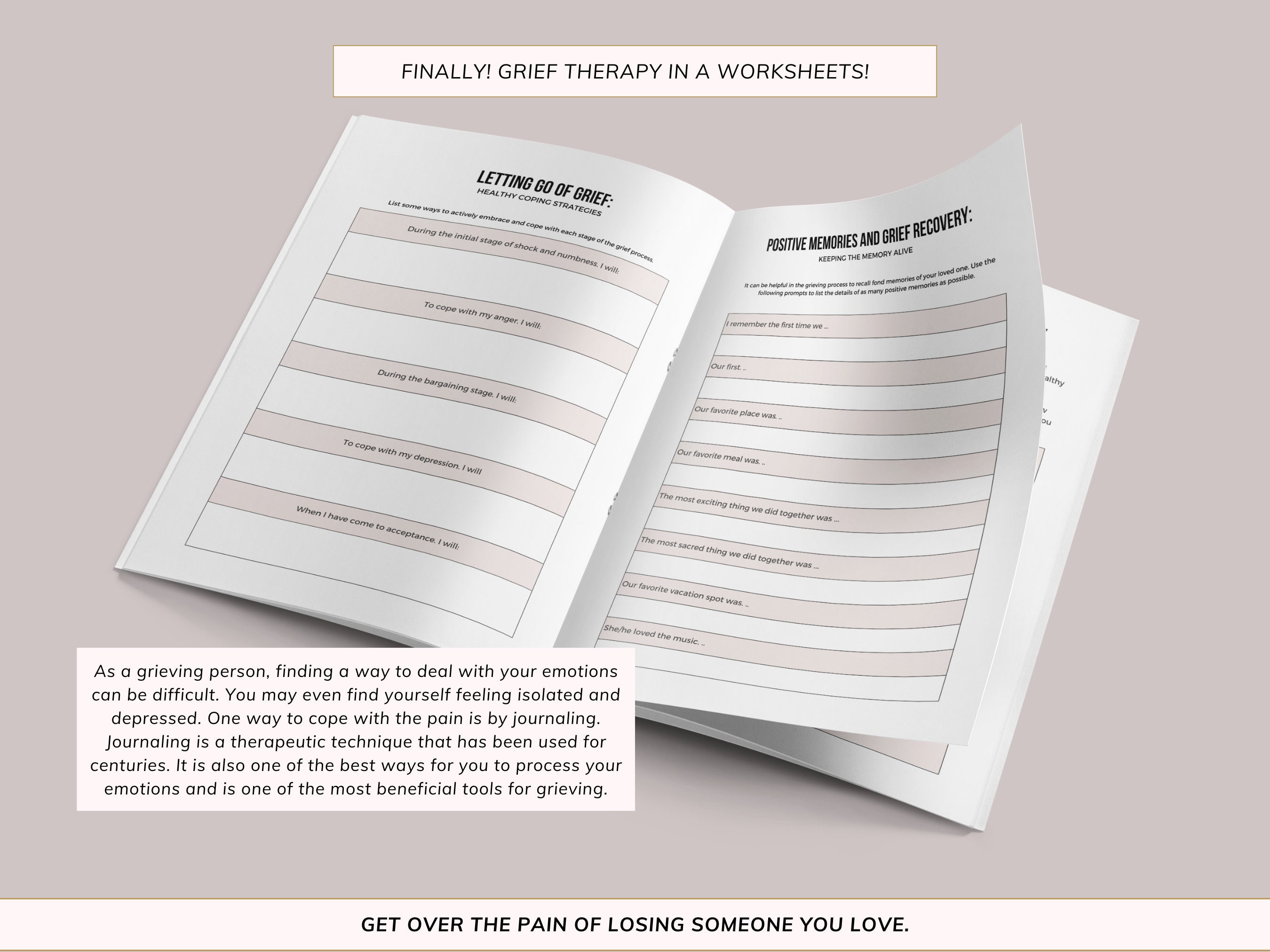 40 Grief Therapy Worksheets Editable Template and Printable PDF Bundle ...