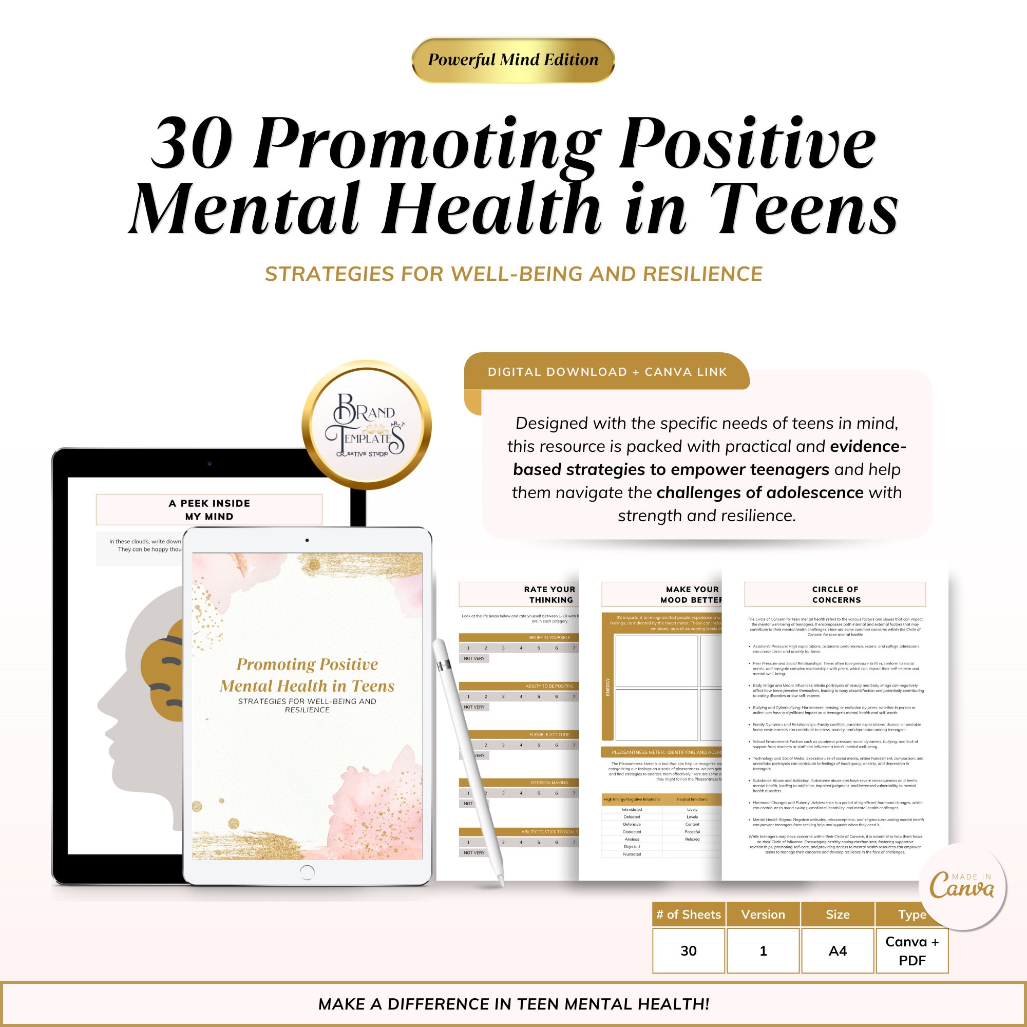 Teen Mental Health Workbook Build Resilience, Self-esteem & Emotional ...