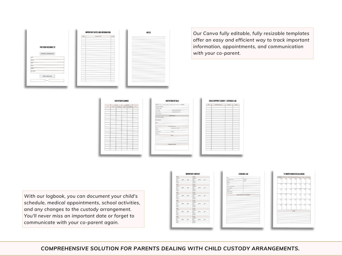 Child Custody Journal: Visitation & Expense Log (printable PDF) - Etsy