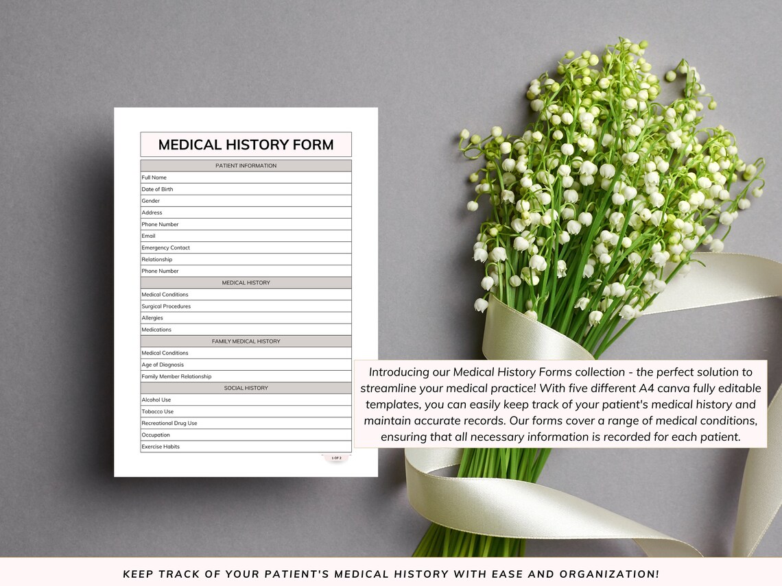 10 Editable Medical History Form Templates Printable & Customizable ...