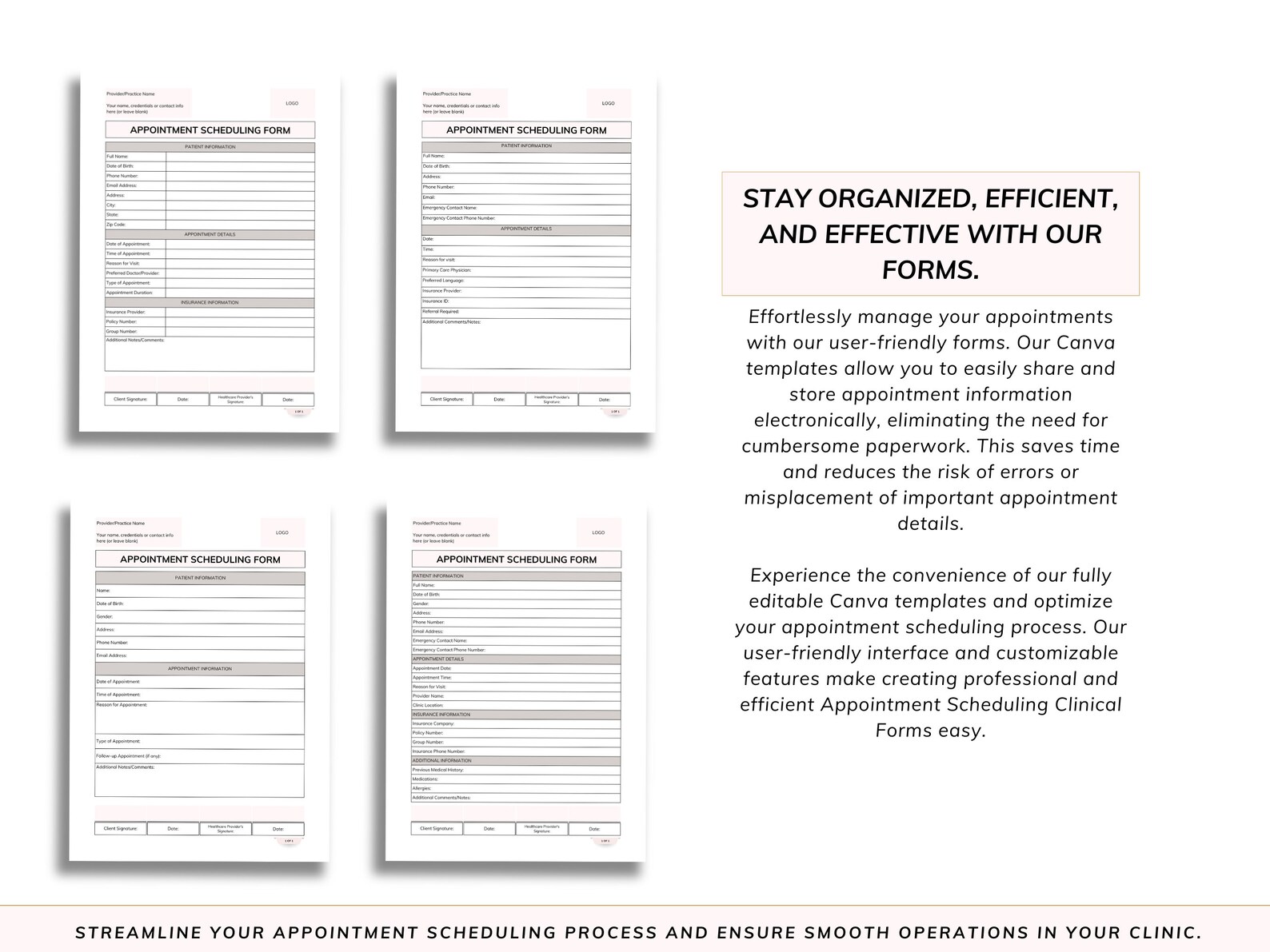 4 Printable Appointment Scheduling Forms, Editable Canva Template - Etsy