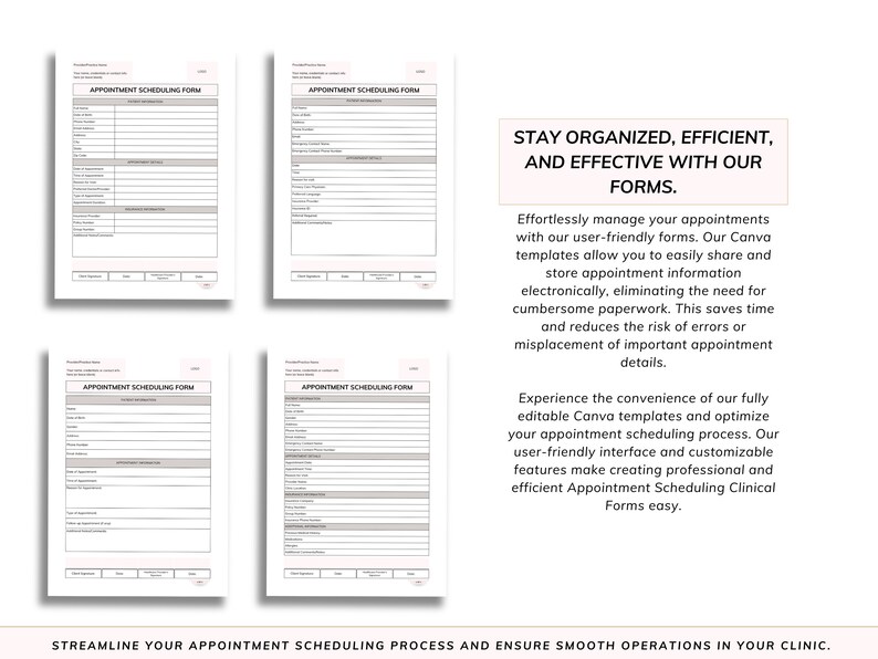 4 Printable Appointment Scheduling Forms, Editable Canva Template - Etsy