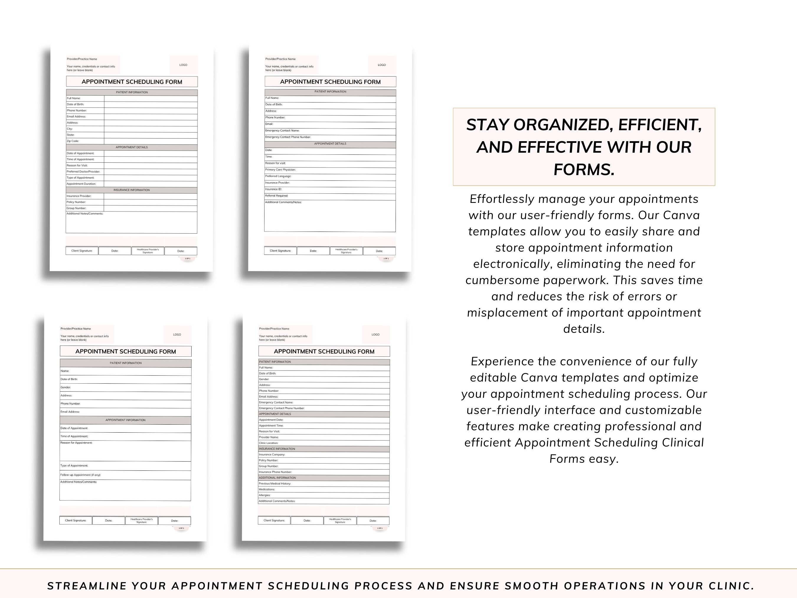 4 Printable Appointment Scheduling Forms, Editable Canva Template - Etsy