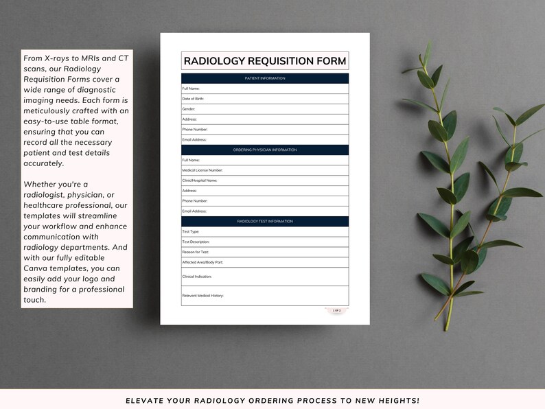 Radiology Requisition Forms 7 Editable Canva Templates and Printable ...