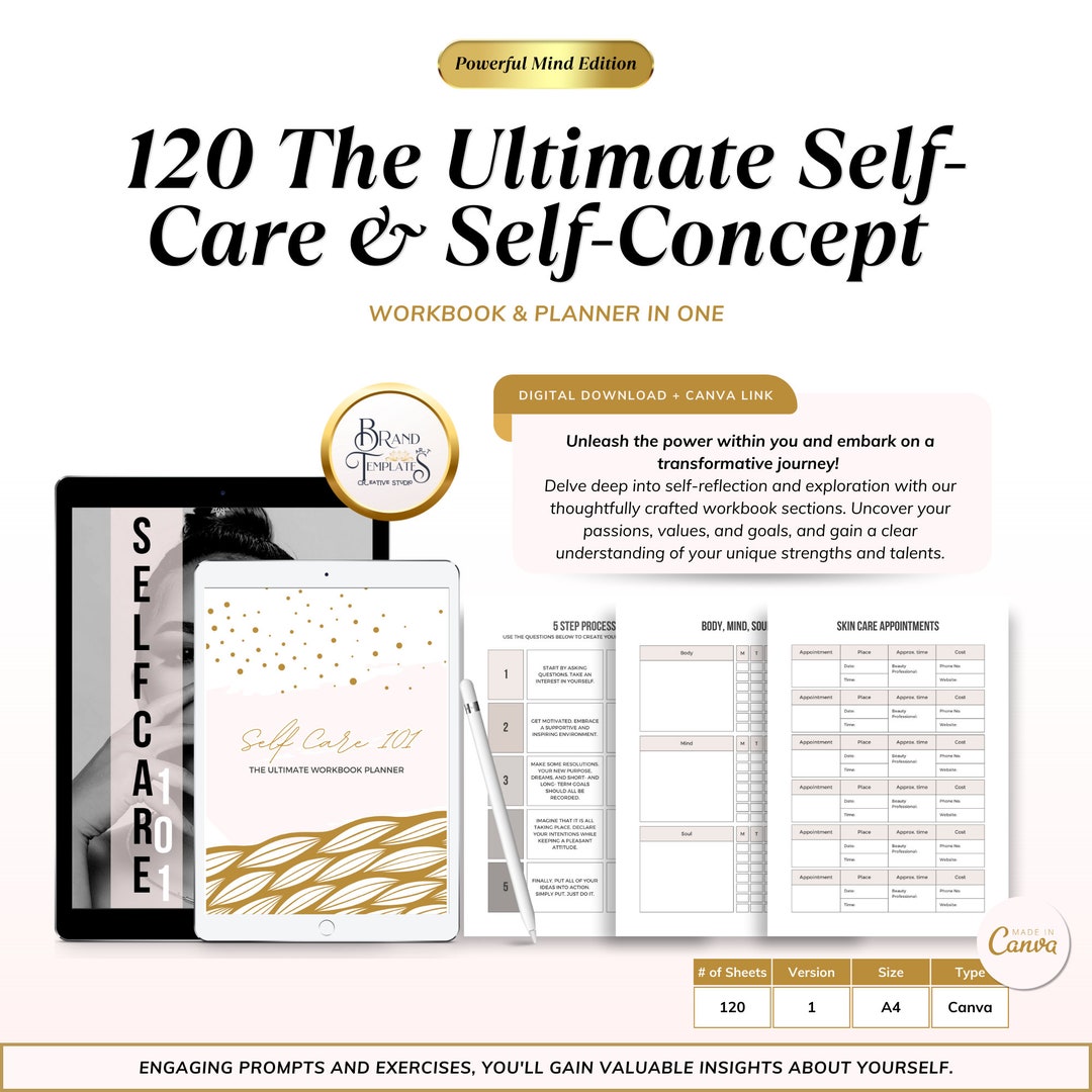 Self-concept Workbook, Self Love & Care Journal, and Daily Mindfulness ...