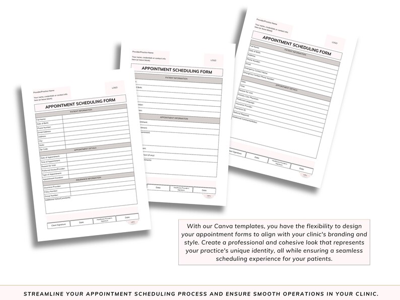 4 Printable Appointment Scheduling Forms, Editable Canva Template - Etsy