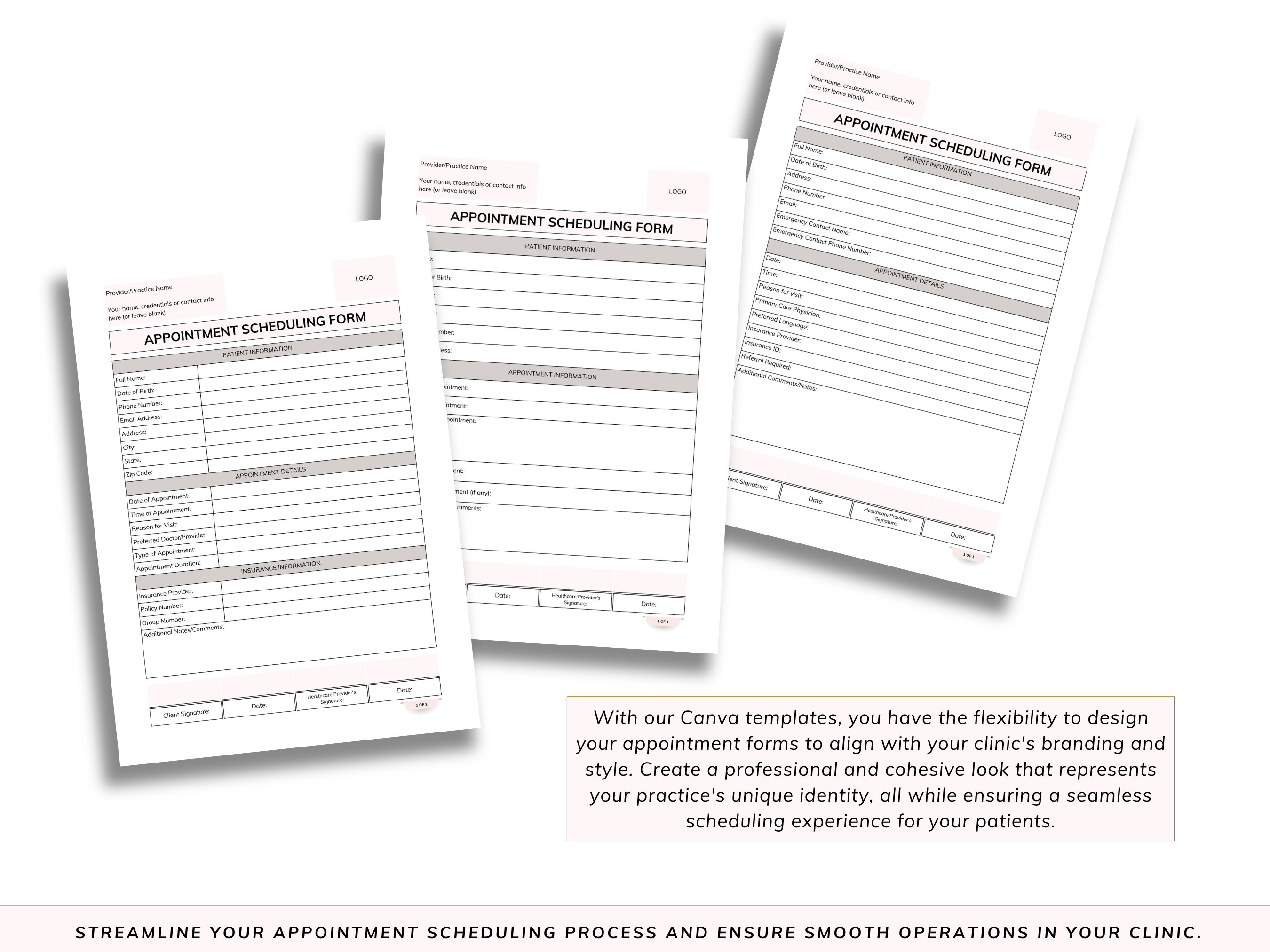 4 Printable Appointment Scheduling Forms, Editable Canva Template - Etsy