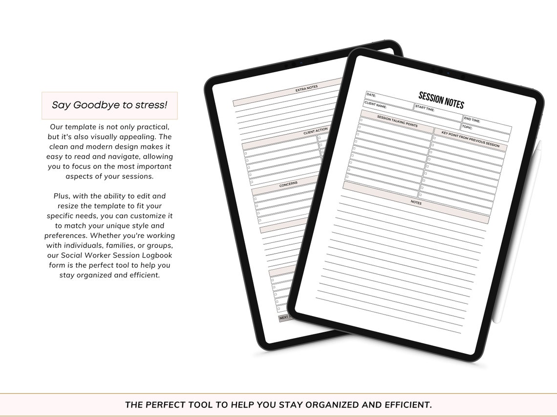 Social Worker Session Notes Notebook - Editable Template and Printable ...