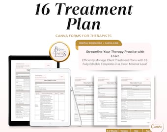 Treatment Plan Template for Therapists Printable & Fillable Treatment ...