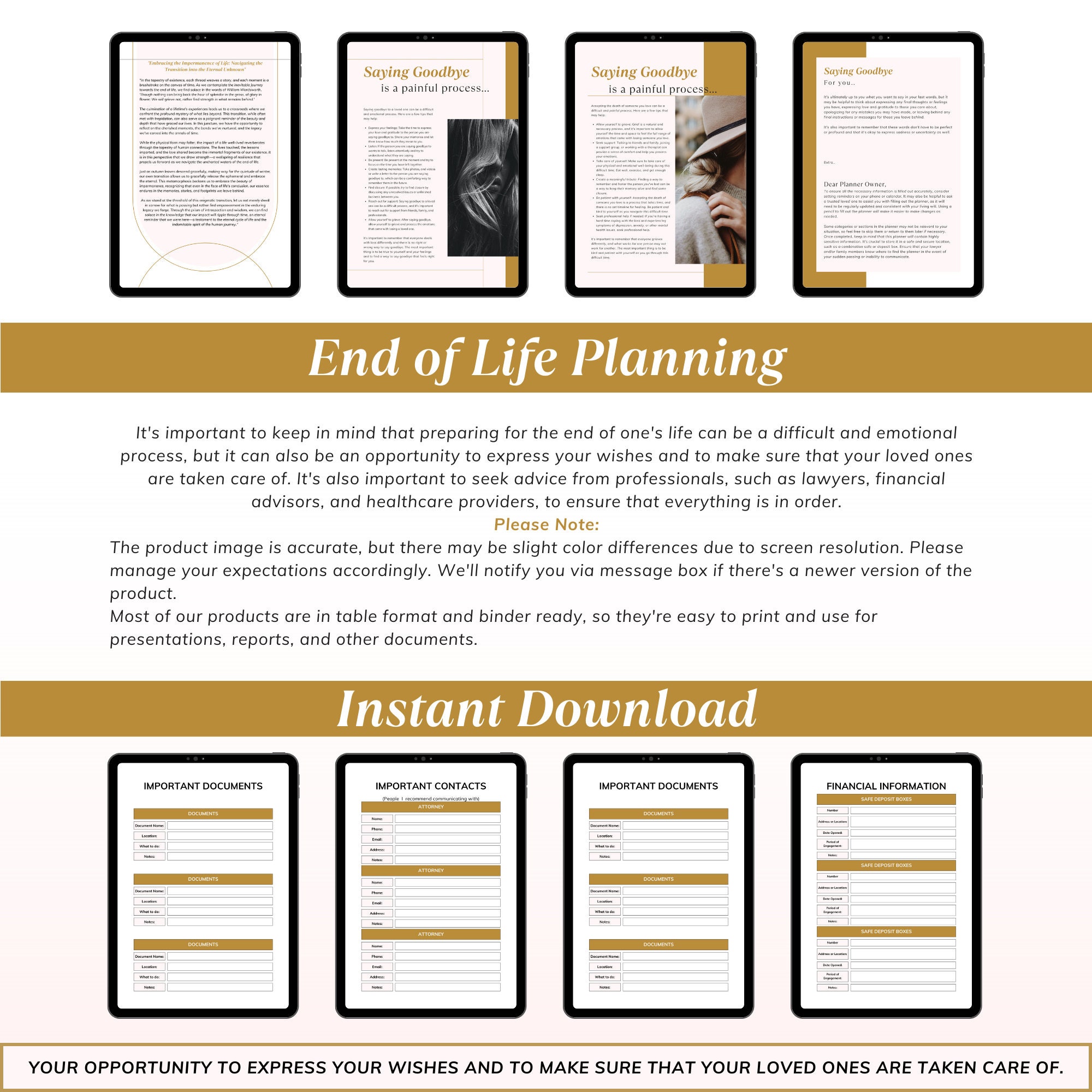 End-of-life Planning Workbook: Canva Editable Template, Checklist and Worksheet for Responsible ...