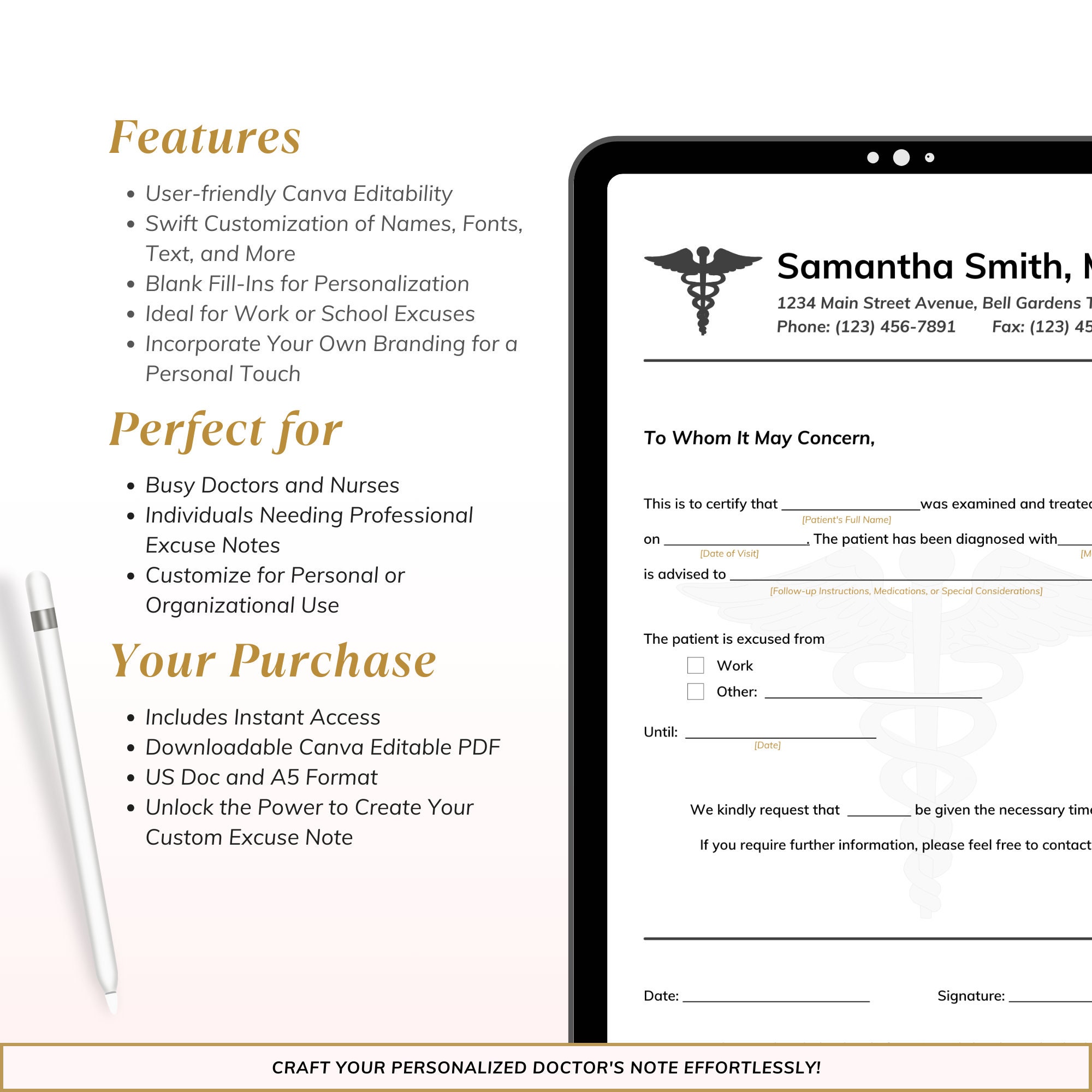 Doctor's Prescription Note Templates: Editable Medical Forms (canva ...