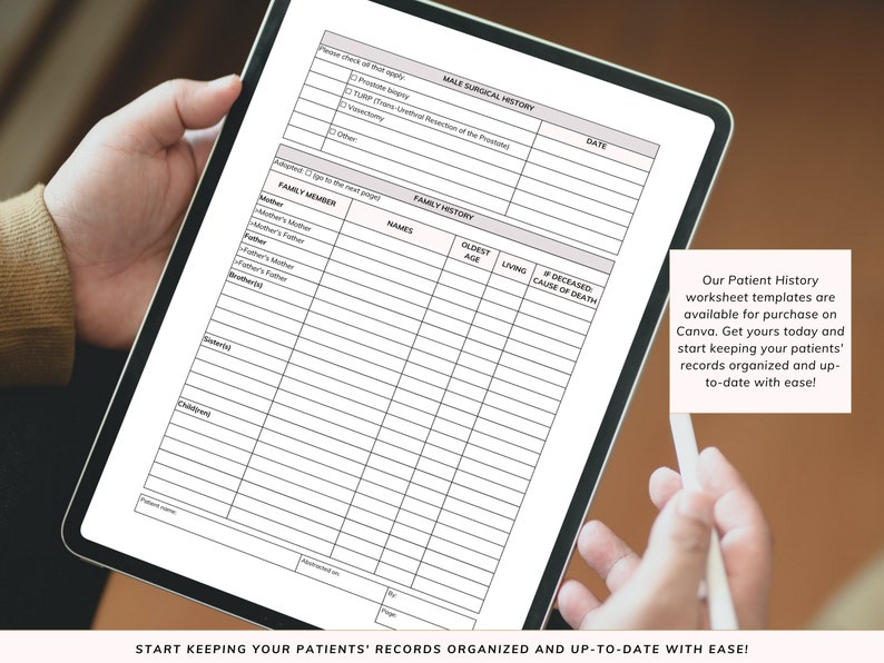 Patient History Worksheet Template Editable Template and Printable PDF ...