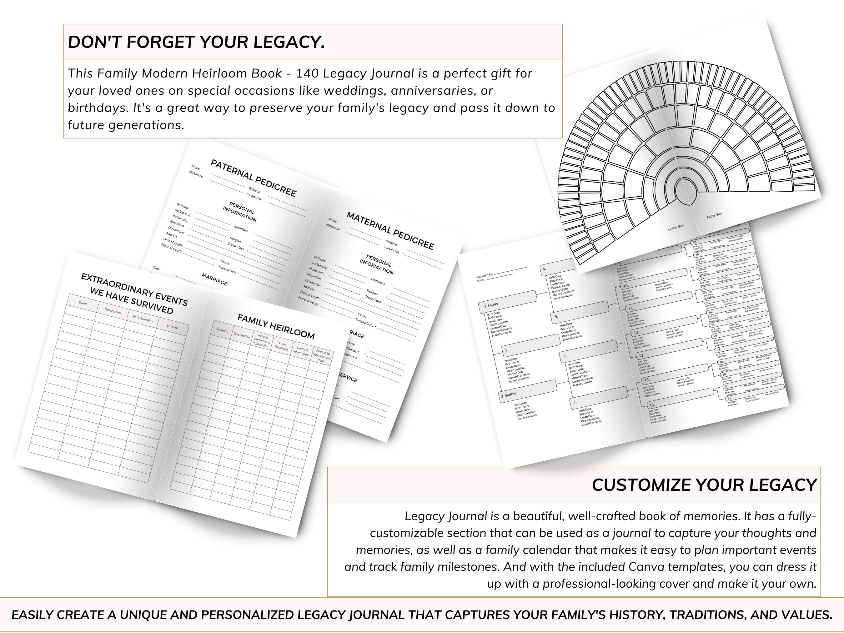 140 Legacy Journal: A Modern Family Heirloom Book , Parents ...
