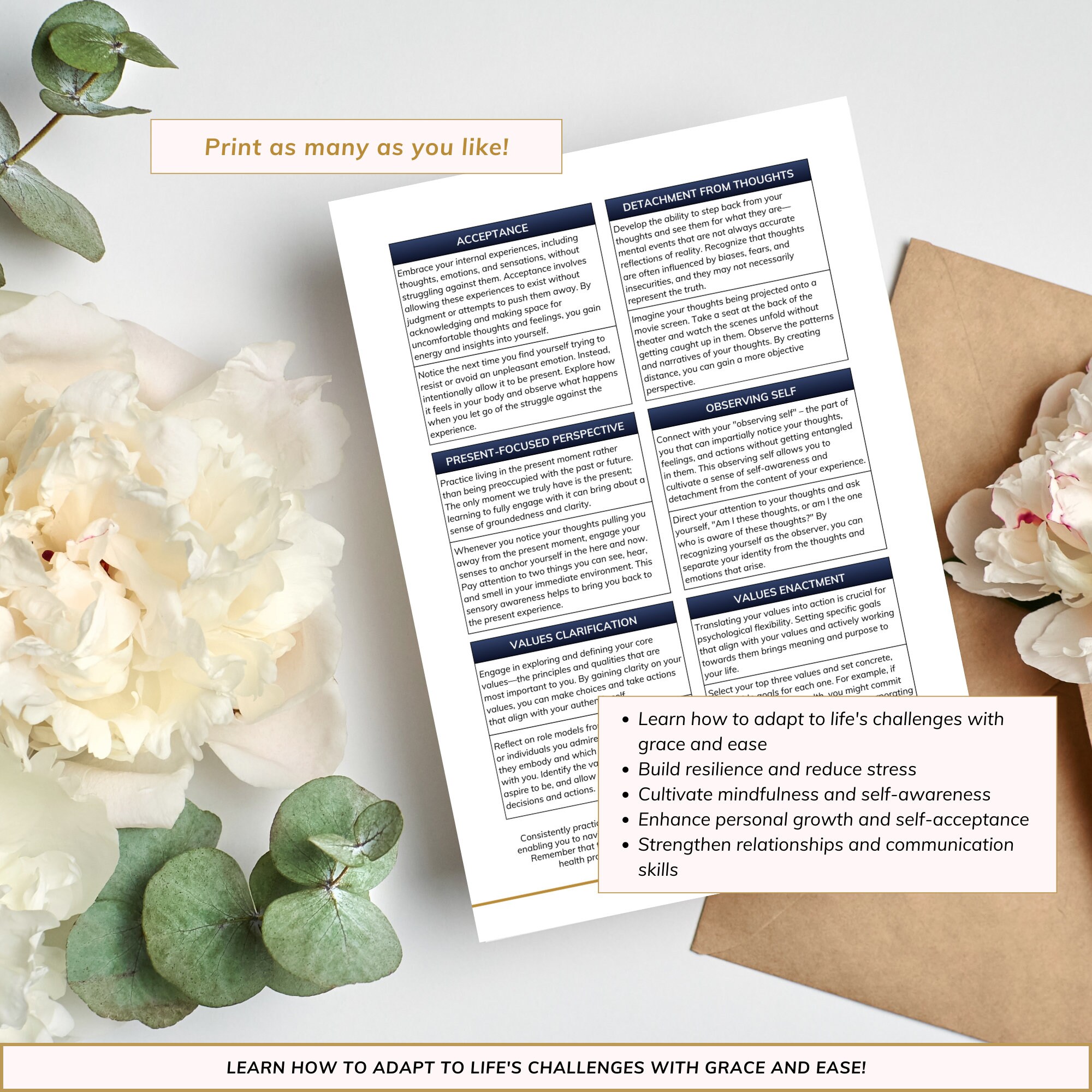 Developing Psychological Flexibility ACT Skill Worksheet: A Path to ...