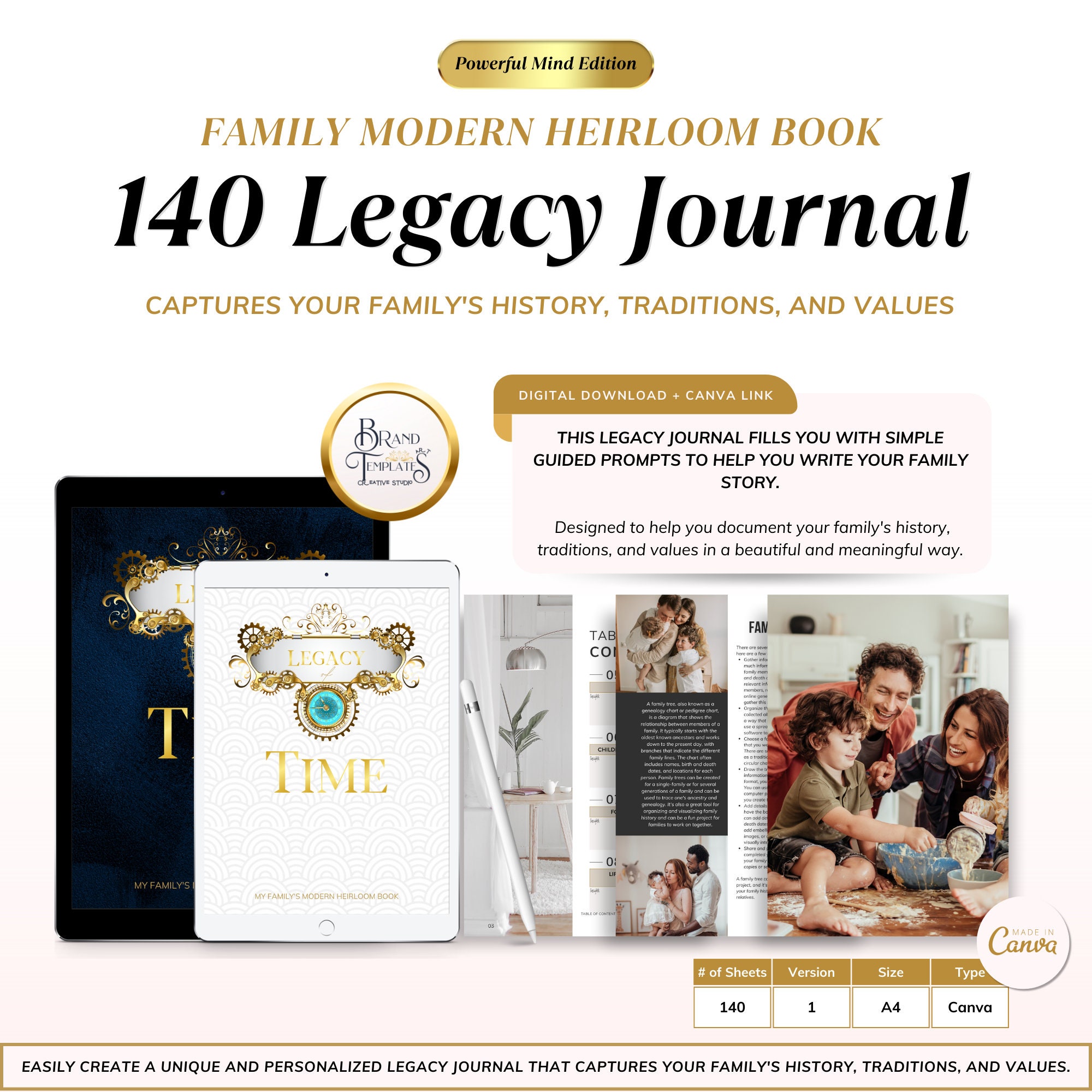 140 Legacy Journal: A Modern Family Heirloom Book , Parents ...