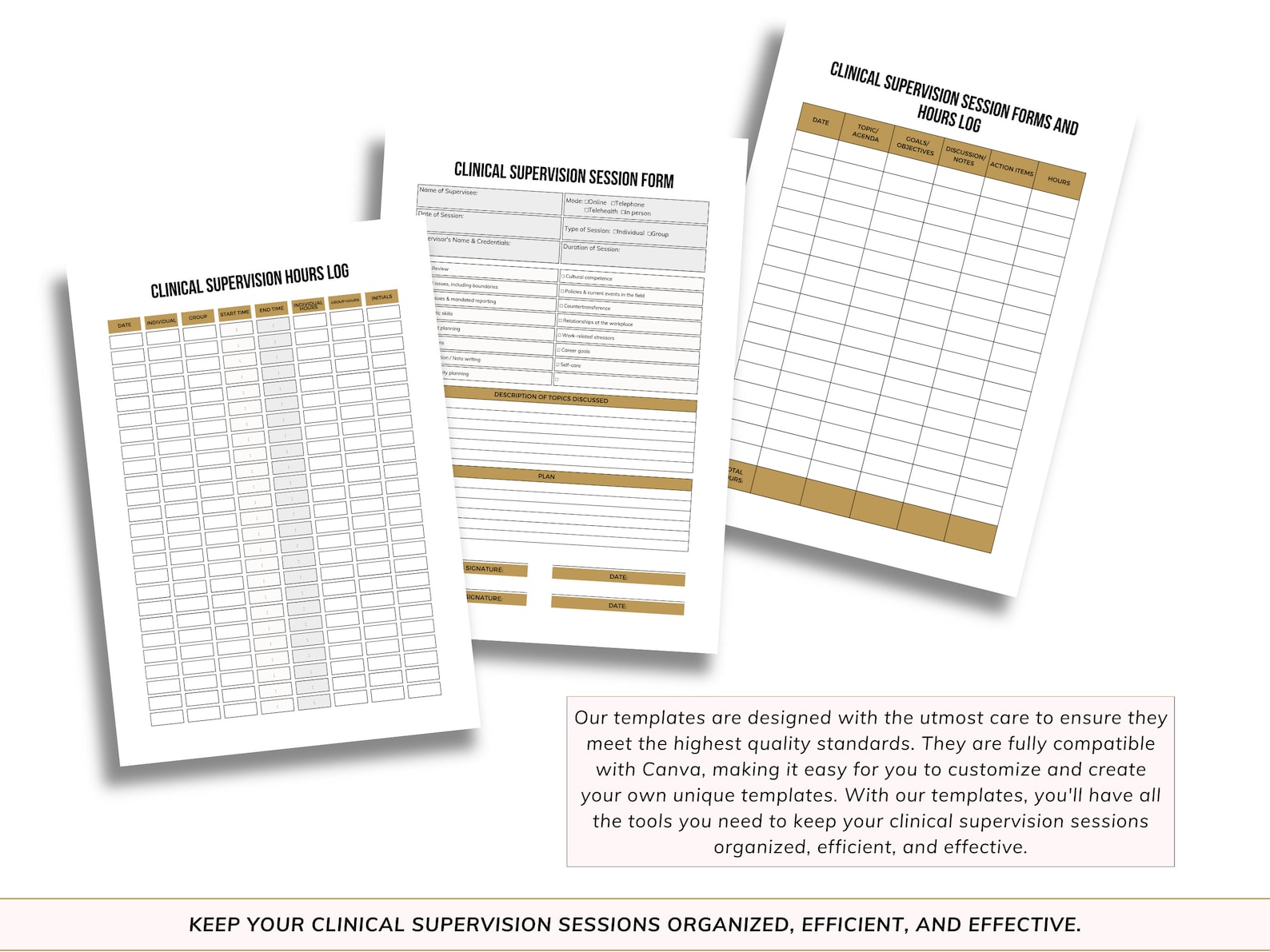 Clinical Supervision Session Forms and Hours Log - Editable Canva ...