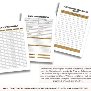 Clinical Supervision Session Forms and Hours Log - Editable Canva ...