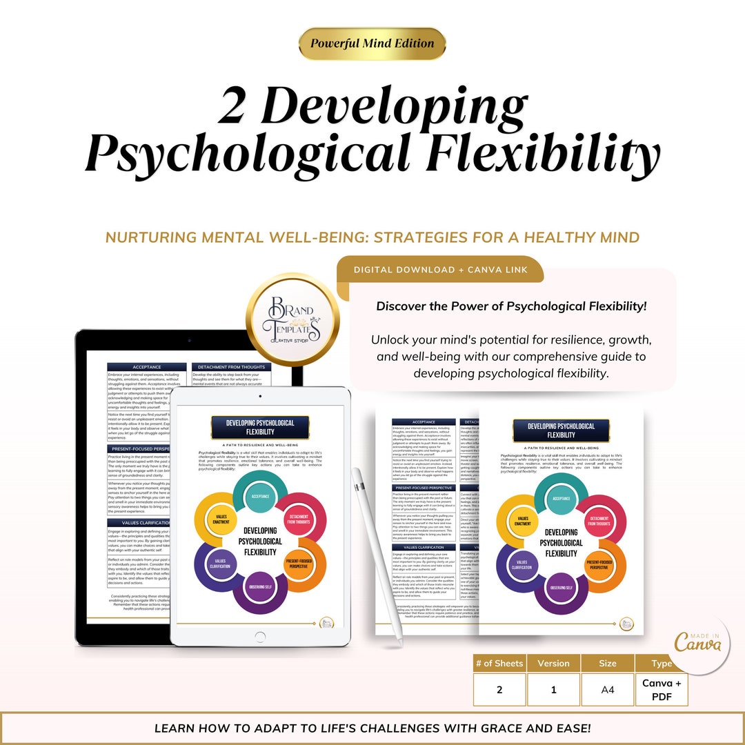 Developing Psychological Flexibility ACT Skill Worksheet: A Path to ...