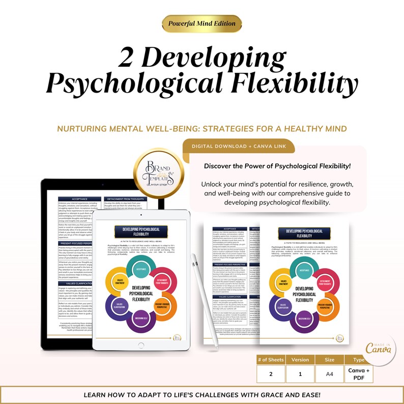 Developing Psychological Flexibility ACT Skill Worksheet: A Path to Resilience and Well-being ...
