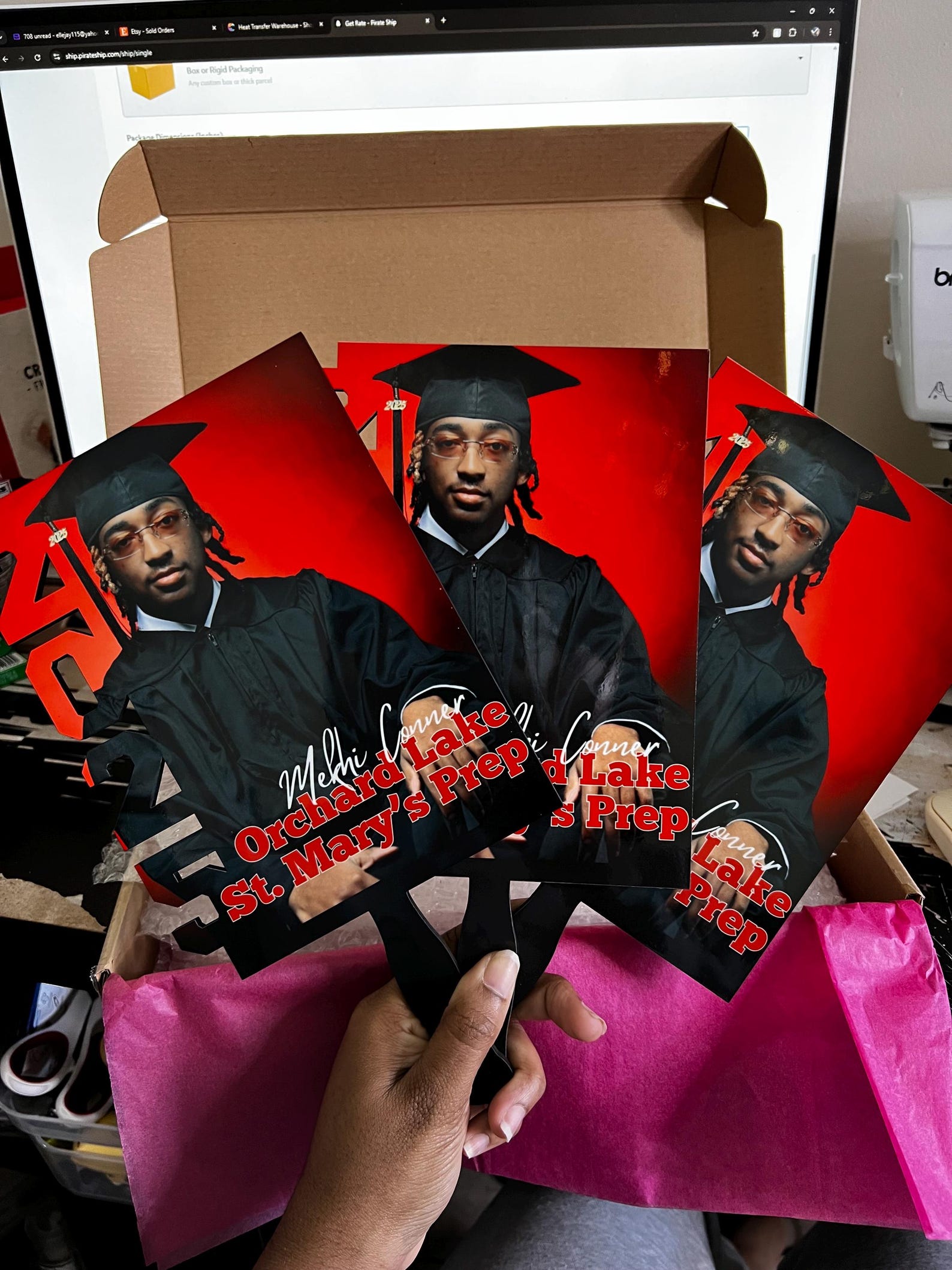 Graduation Hand Fans, Gradfans, Custom Face Fans With Handles, Custom ...