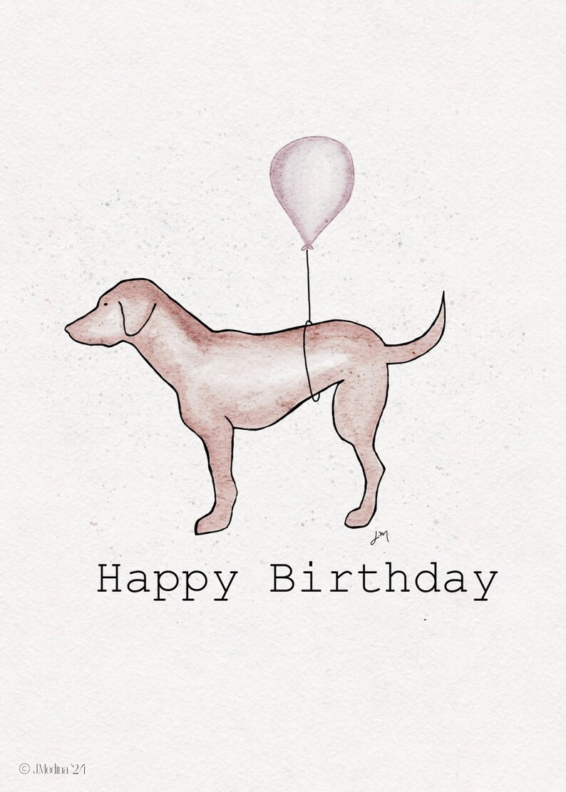 Lab Birthday Card, Digital Card, Print at Home, Dog Card, Labrador ...