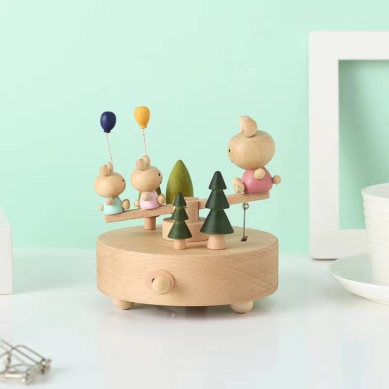 Creative Gift Birthday Present Music Box Bear Balloon Seesaw Sky City ...