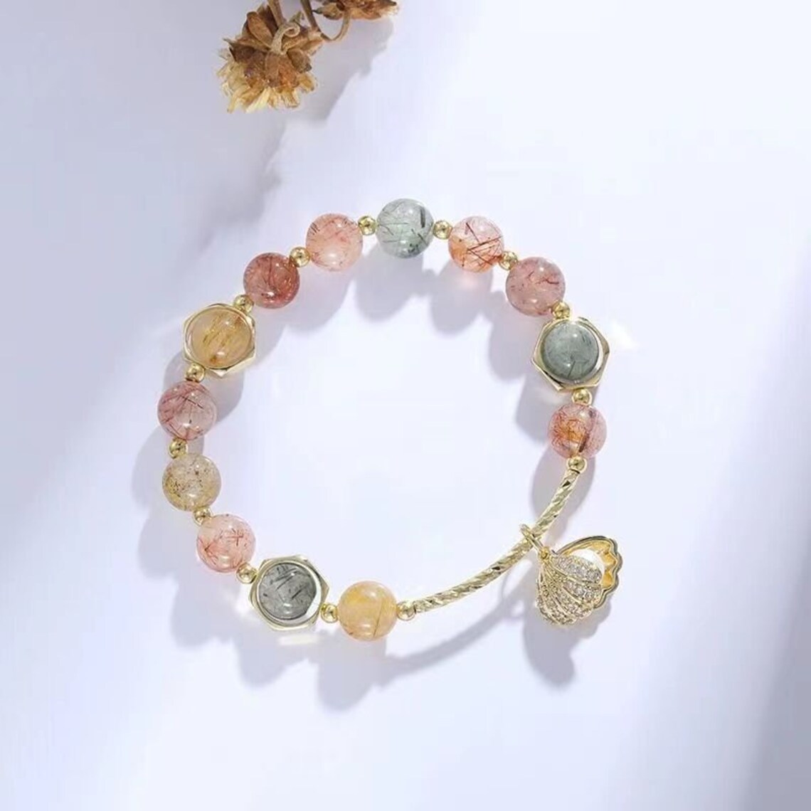 Colorful Shell Crystal Bracelet Transport Beads Rainbow Scallop Natural ...