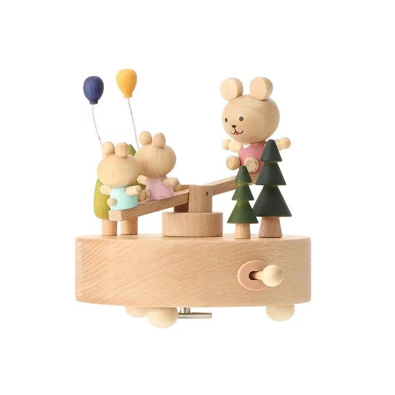Creative Gift Birthday Present Music Box Bear Balloon Seesaw Sky City ...