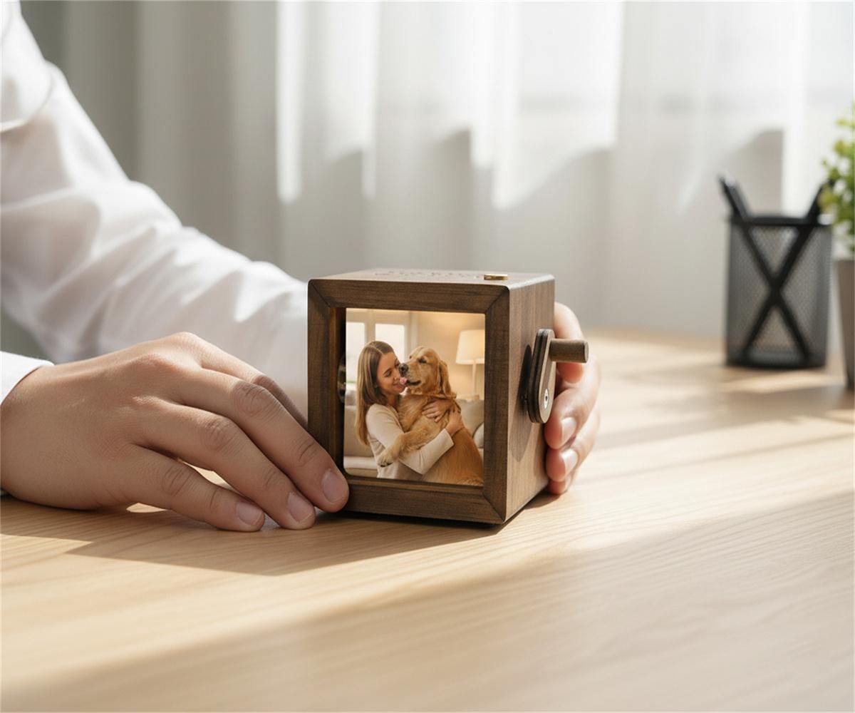 Custom Wood Photo Flipbook Box,personalized Hand Crank Picture Flip Box ...