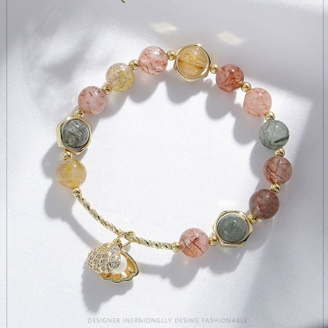 Colorful Shell Crystal Bracelet Transport Beads Rainbow Scallop Natural ...