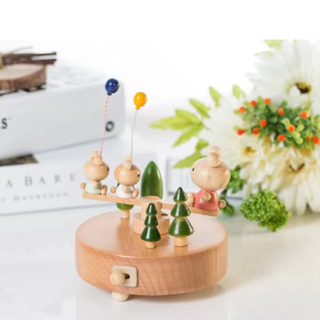 Creative Gift Birthday Present Music Box Bear Balloon Seesaw Sky City ...