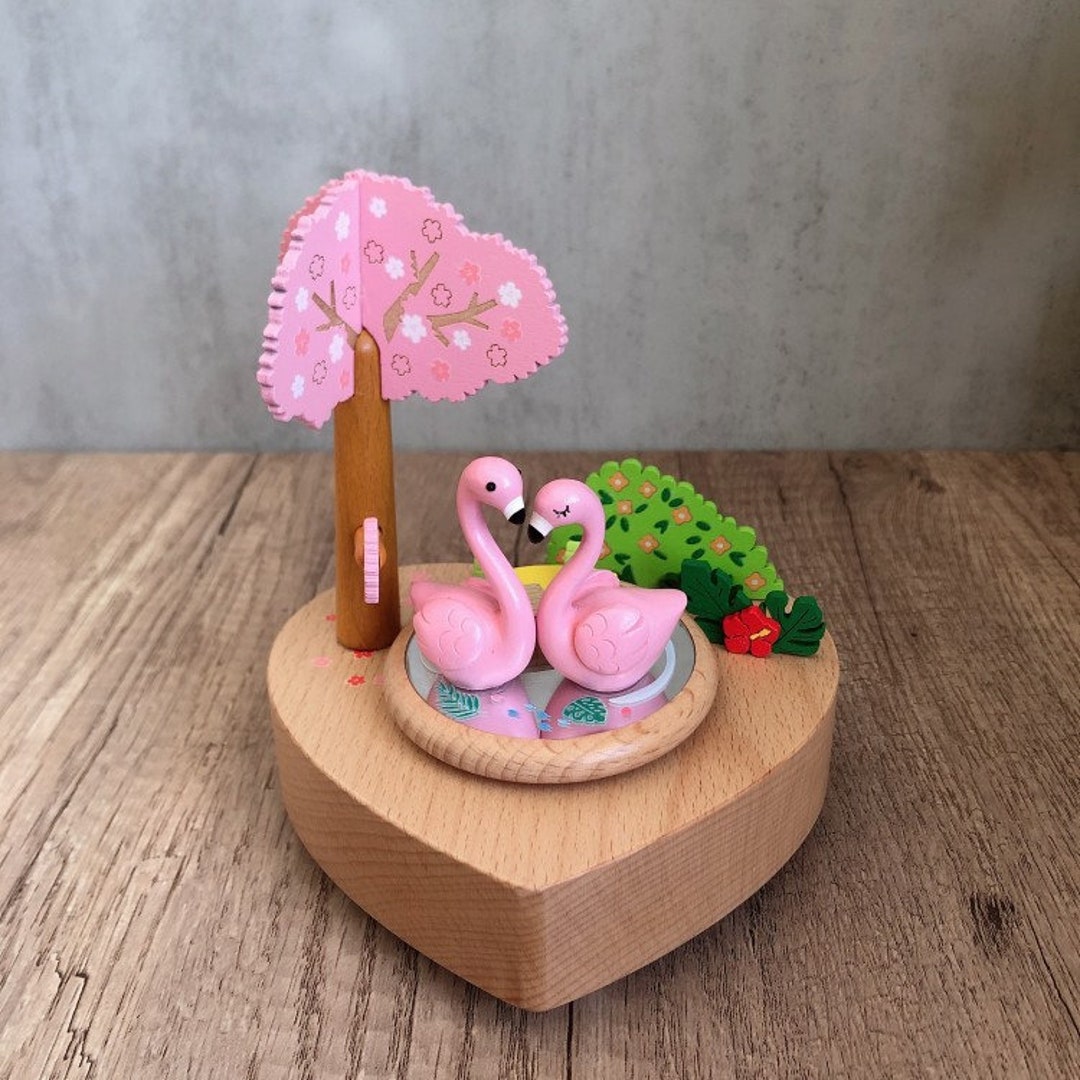 Creative Gift Birthday Present Music Box Bear Flamingos Beech Clockwork ...