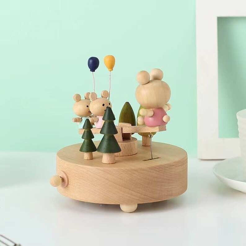 Creative Gift Birthday Present Music Box Bear Balloon Seesaw Sky City ...