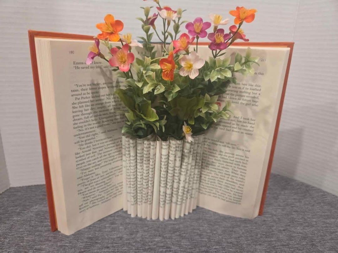 Flower Vase Book With Flowers - Unique Gift - Malibu by Pat Booth - Etsy
