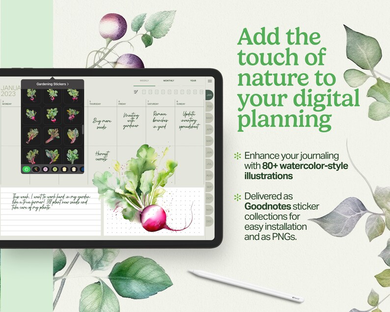 Digital Stickers | Garden Vegetables Artsy Cottagecore Sticker Pack for ...