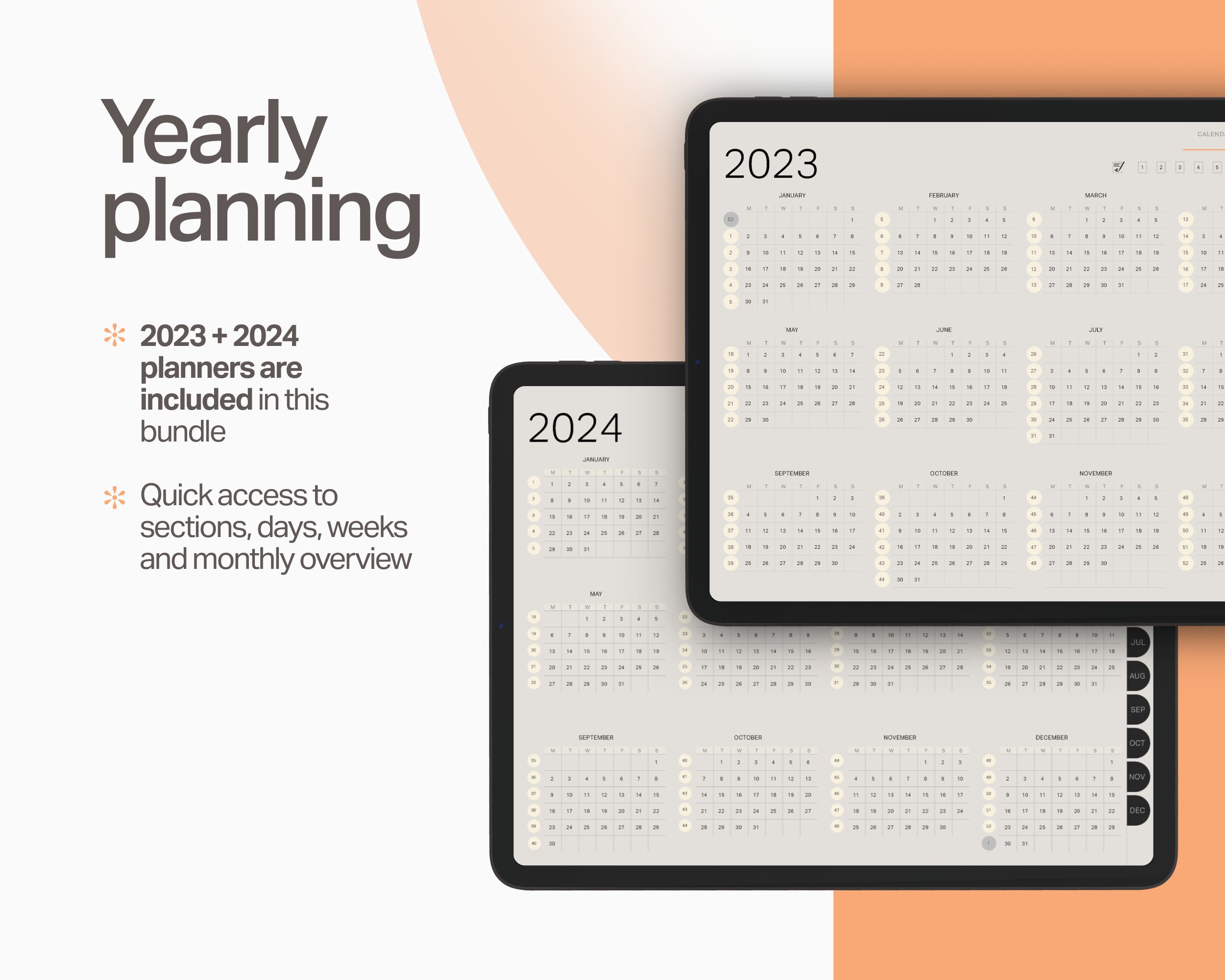 2023 & 2024 Digital Planner BUNDLE Sunset Orange Portrait or Landscape ...