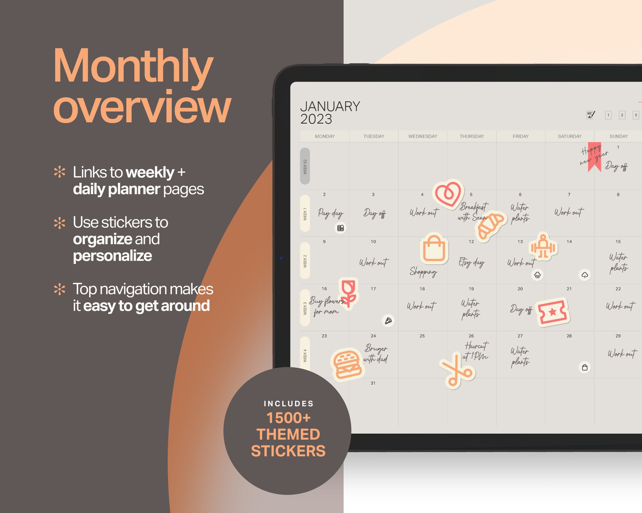 2023 & 2024 Digital Planner BUNDLE Sunset Orange Portrait or Landscape ...