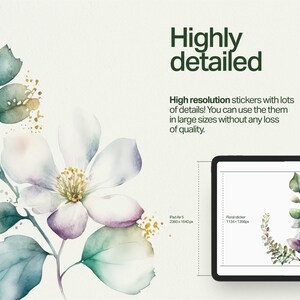 Floral Digital Sticker Pack for Goodnotes in Watercolor Style for iPad ...