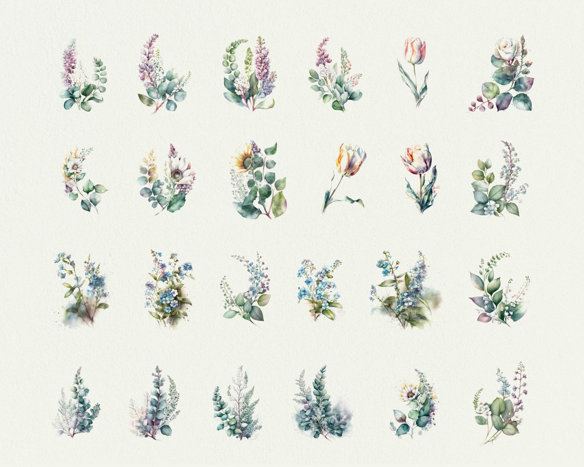 Floral Digital Sticker Pack for Goodnotes in Watercolor Style for iPad ...