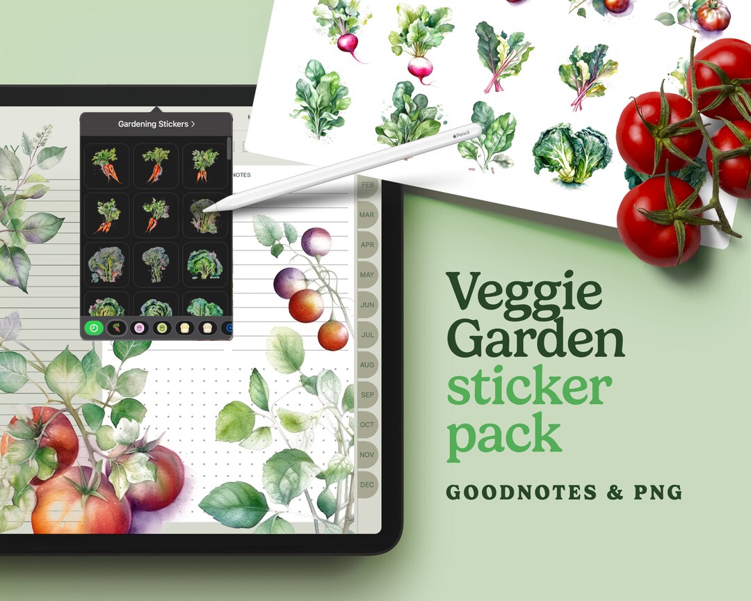 Digital Stickers | Garden Vegetables Artsy Cottagecore Sticker Pack for ...