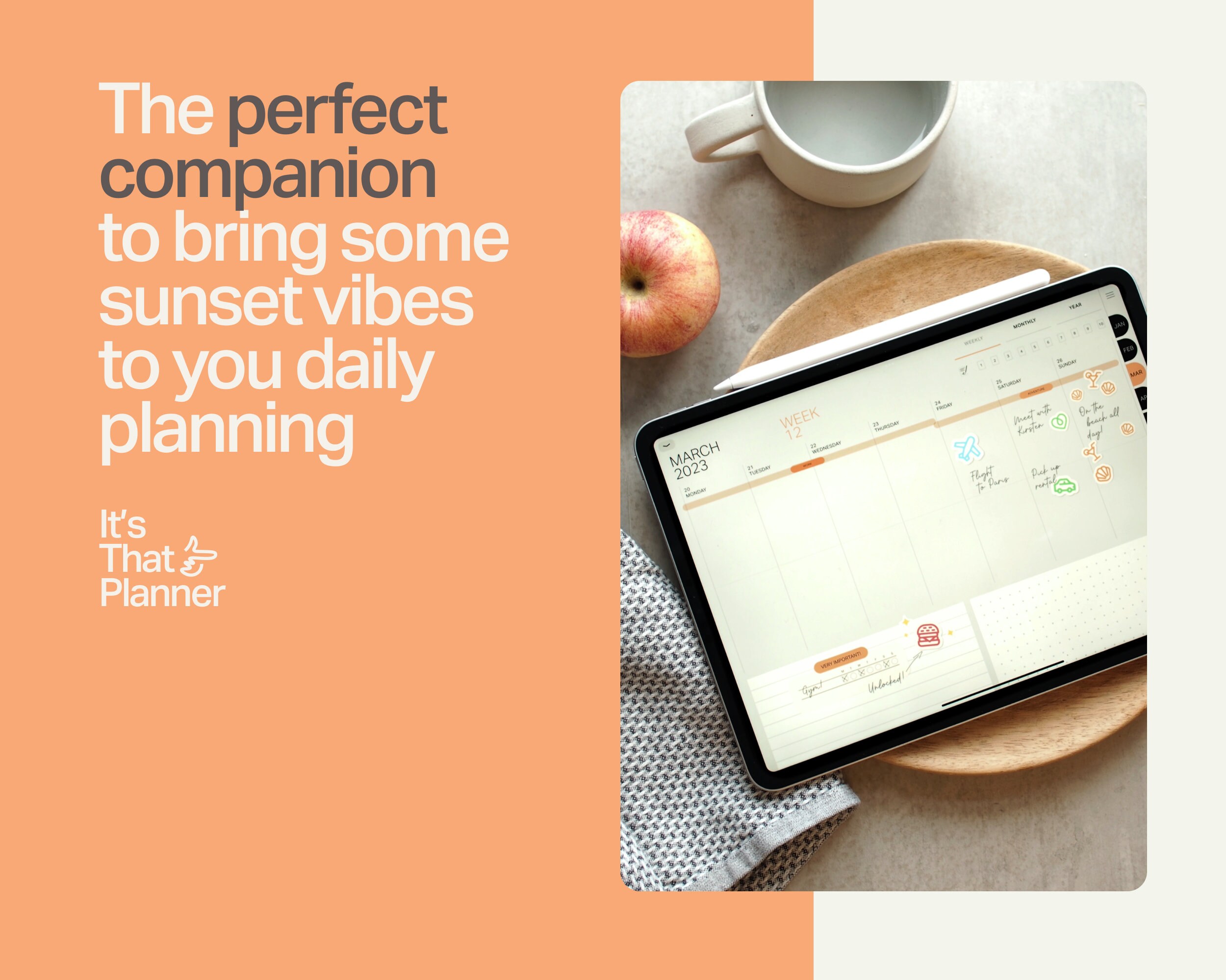 2023 & 2024 Digital Planner BUNDLE Sunset Orange Portrait or Landscape ...